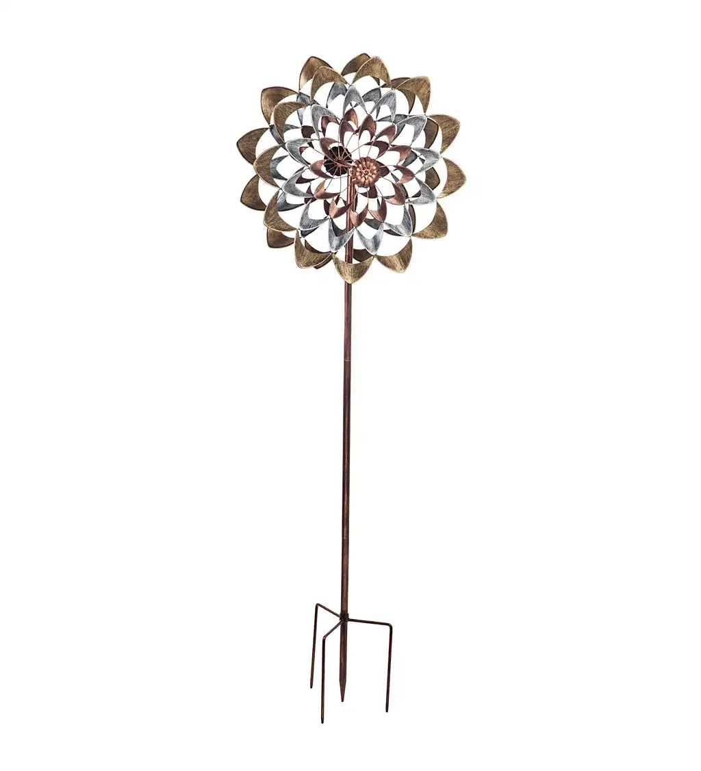 75"H Wind Spinner - Copper and Gold Flower – Jupiter Watersports