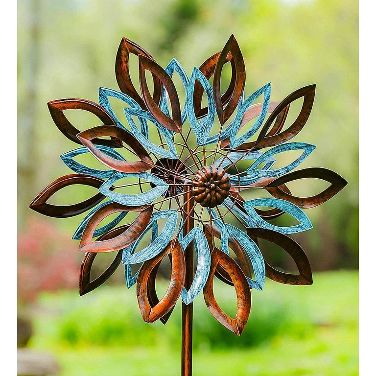 75"H Wind Spinner - Copper and Verdigris Leaves – Jupiter Watersports